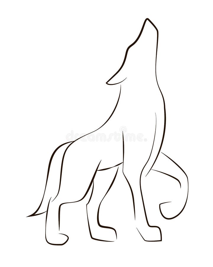 Running Black Line Wolf on White Background. Stock Vector ...