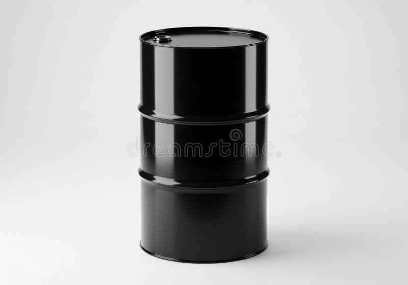 Standing Black Metal Barrel Container on White Background Stock ...