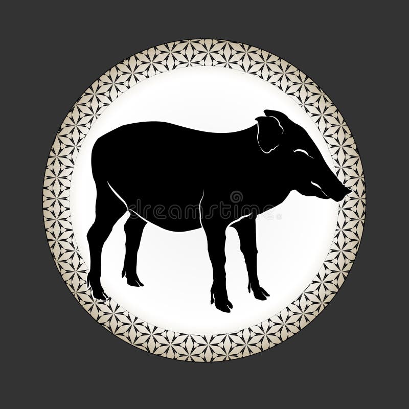 Standing Boar Cub in Circle As Logo Stock Vector - Illustration of ...