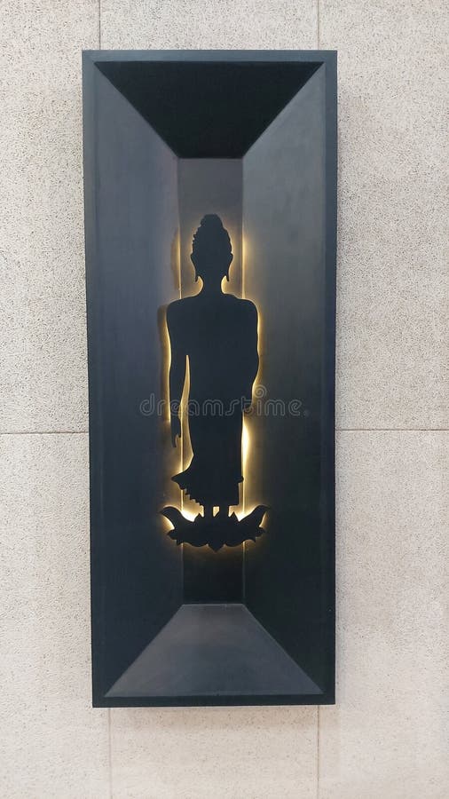 Standing Buddha Siluet Black with Beautiful Back Light at Monestary ...