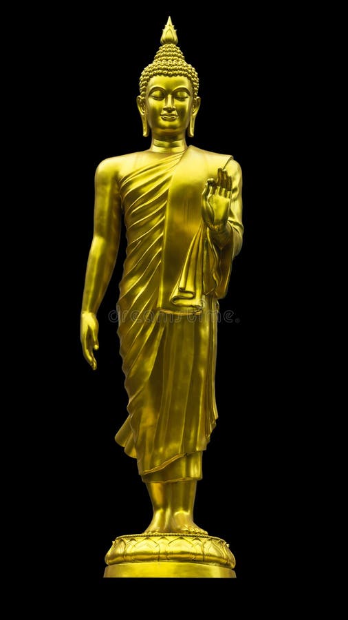 The Standing Buddha Statue Isolated Stock Image - Image of culture ...