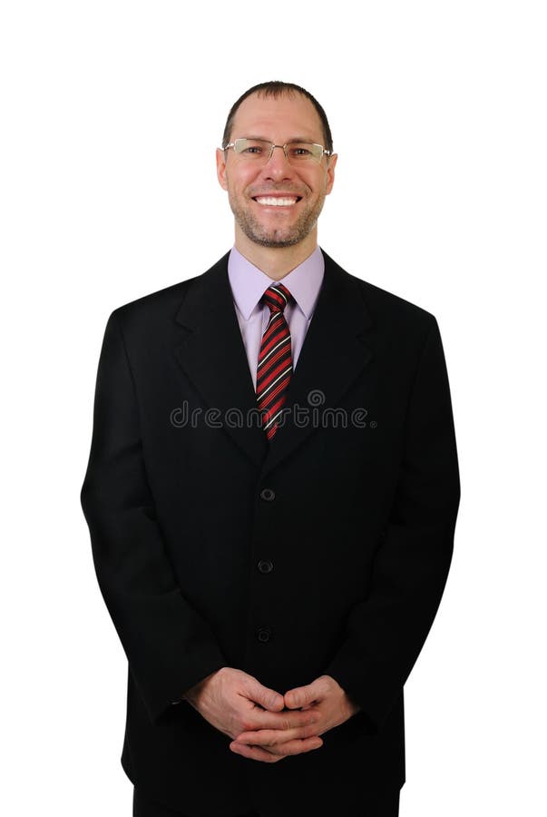 Standing Business Man in Suit Isolated on White Stock Image - Image of ...
