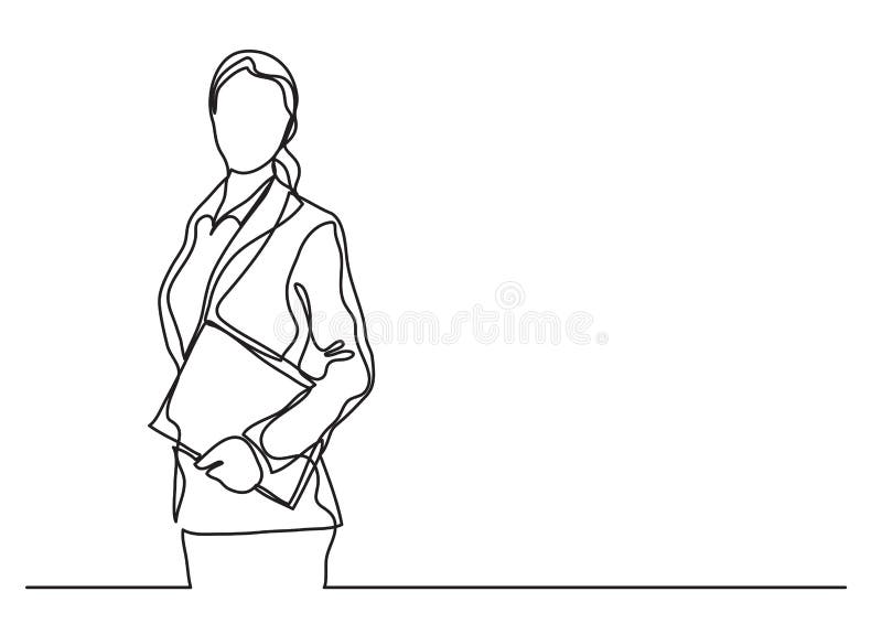 Standing Business Woman Pointing - Continuous Line Drawing Stock Vector ... Standing Business Woman Pointing - Continuous Line Drawing Stock Vector ...