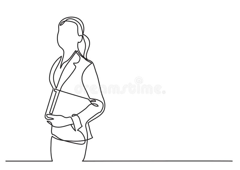 Standing Business Woman Pointing - Continuous Line Drawing Stock Vector ... Standing Business Woman Pointing - Continuous Line Drawing Stock Vector ...