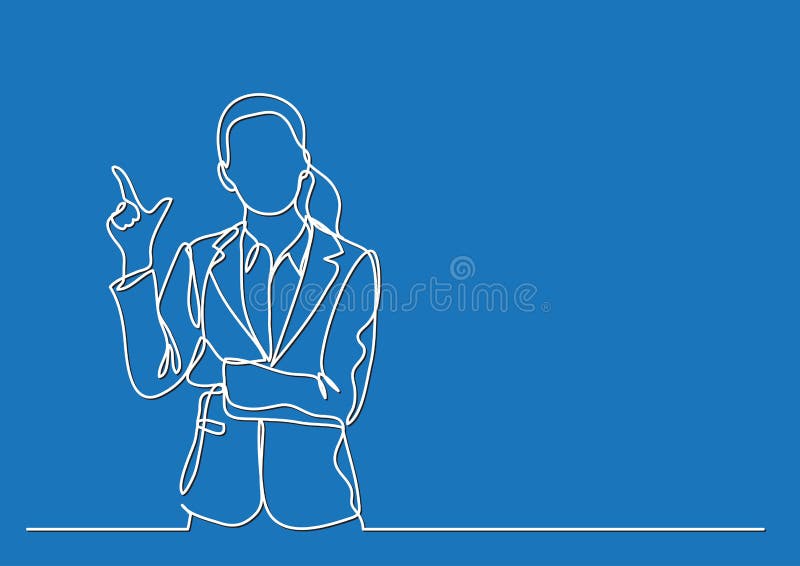 Standing Business Woman Pointing - Continuous Line Drawing Stock Vector ... Standing Business Woman Pointing - Continuous Line Drawing Stock Vector ...