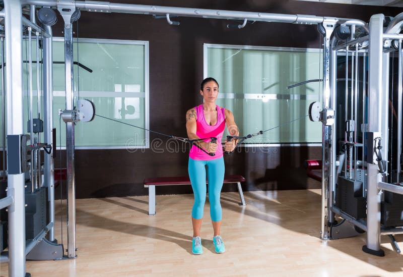 Cable Pulley System Gym Workout Fitness People Stock Photo - Image of ...