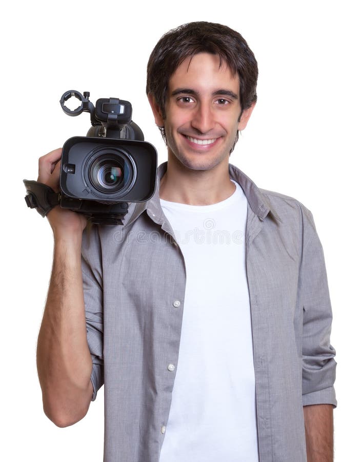 Standing Cameraman Waiting for Action Stock Image - Image of journalist ...