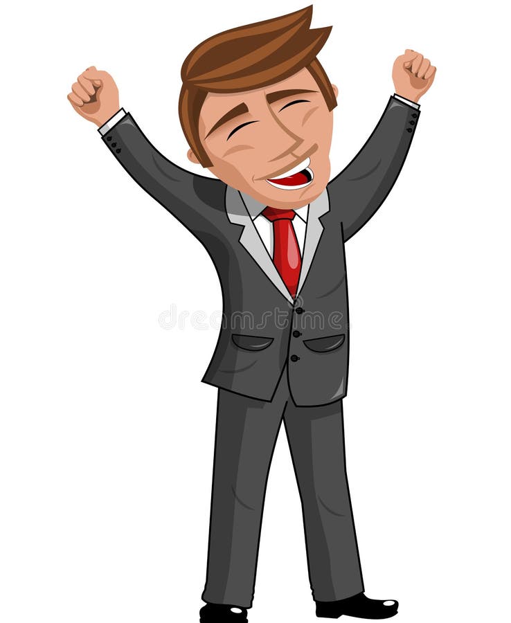 Standing Cartoon Businessman Exulting Stock Vector - Illustration of ...