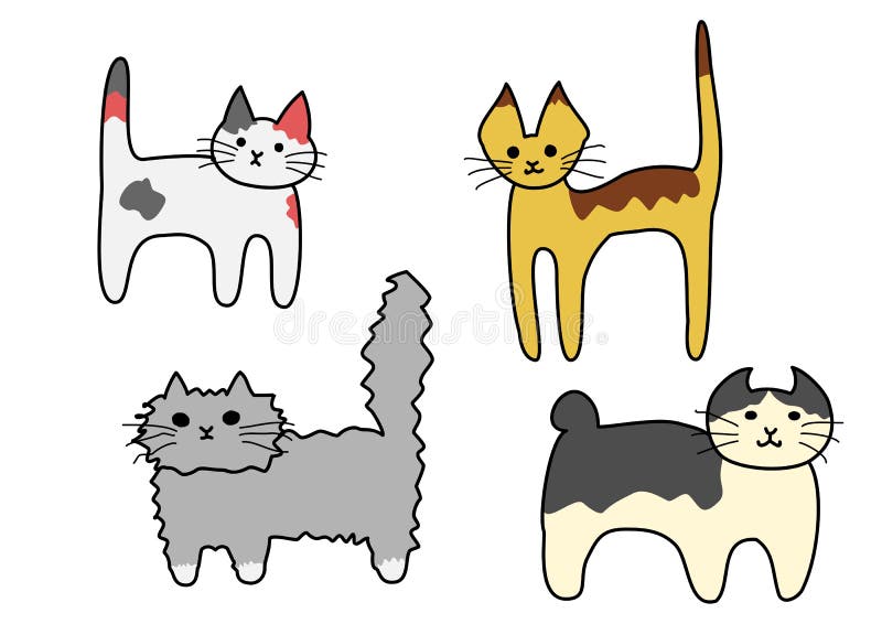 Standing Cats Front And Back Border Set Stock Vector Illustration Of