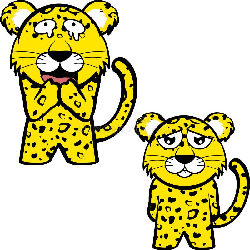 Funny Chibi Leopard Kid Character Cartoon Expressions Pack Collection ...