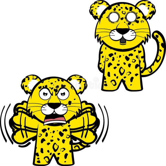Screaming Chibi Leopard Kid Character Cartoon Expressions Pack ...