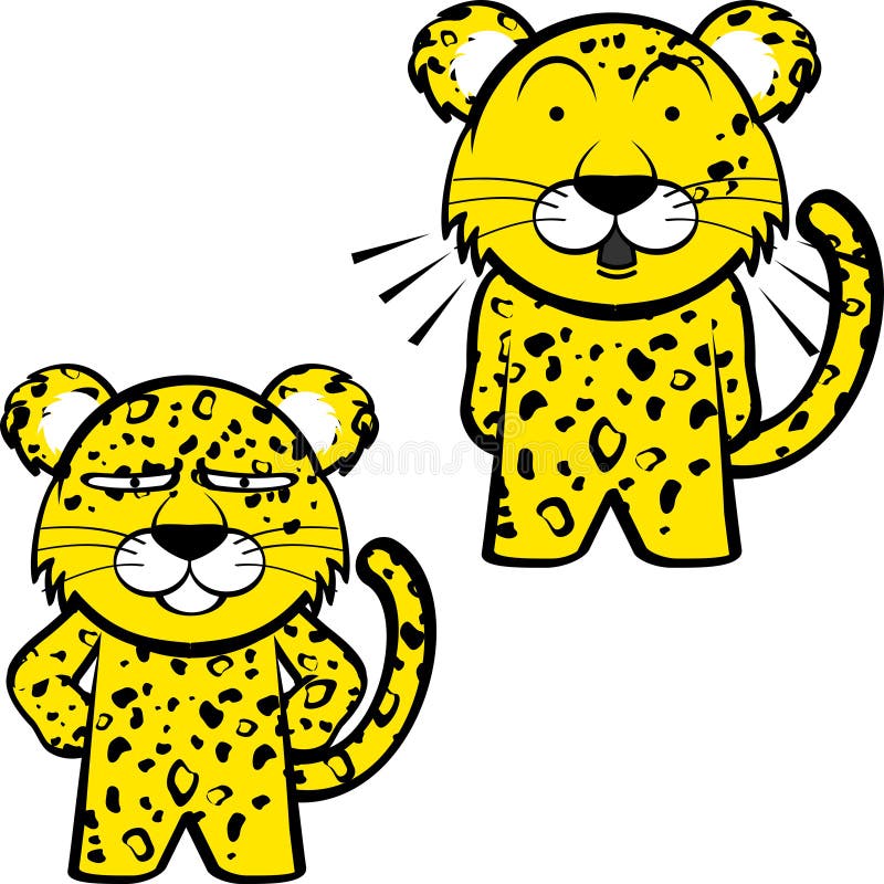 Grumpy Chibi Leopard Kid Character Cartoon Expressions Pack Stock ...