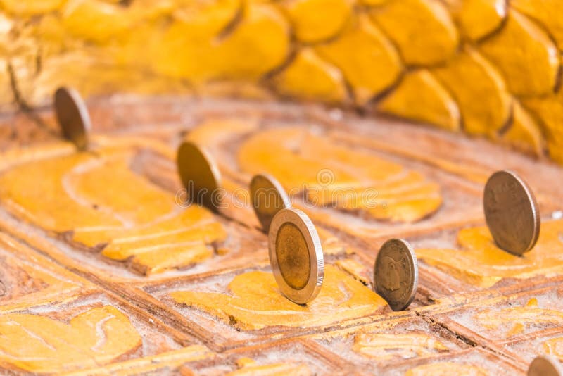 Standing Coins in the Temple Stock Image - Image of concepts, coin ...