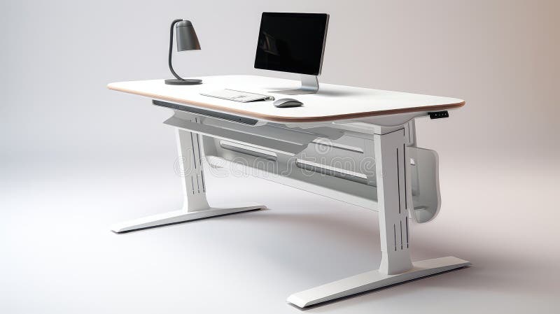Standing Computer Desk White Stock Illustration - Illustration of ...