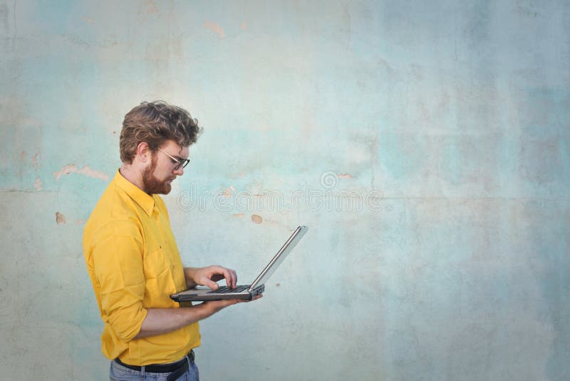 Standing computer user stock image. Image of crack, profile - 78466999