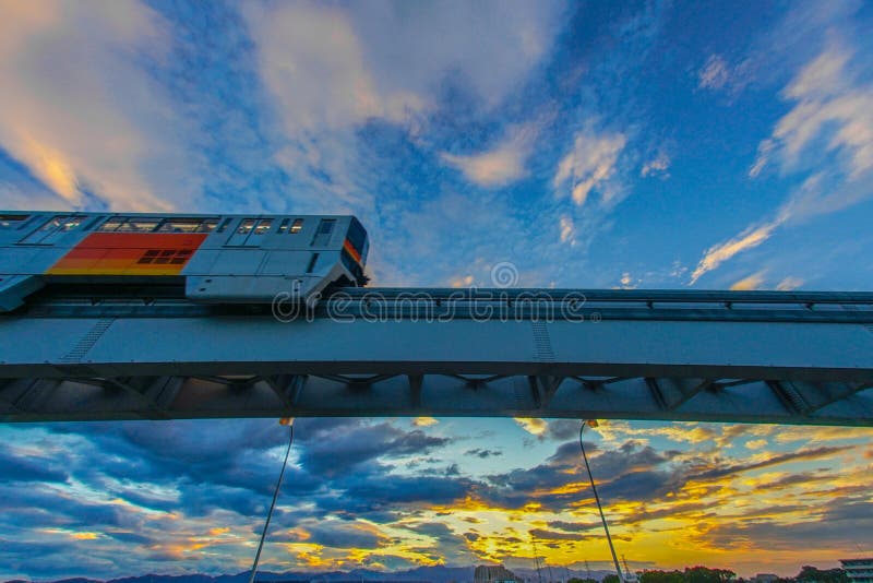 Standing Date Bridge and the Fall of Dusk (Tokyo Tachikawa) Stock Photo ...