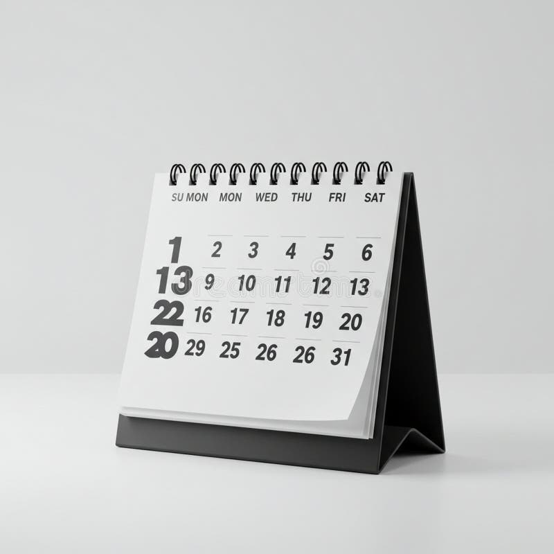 Standing Desk Calendar Displaying Dates with Bold Numbers. it Features ...