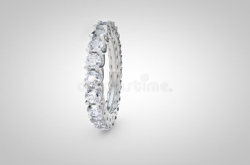 Standing Diamond Ring on White Background Stock Illustration ...