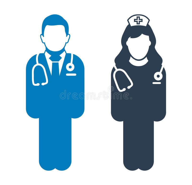 Standing Doctor and Nurse Icon. Flat Style Vector Stock Vector ...