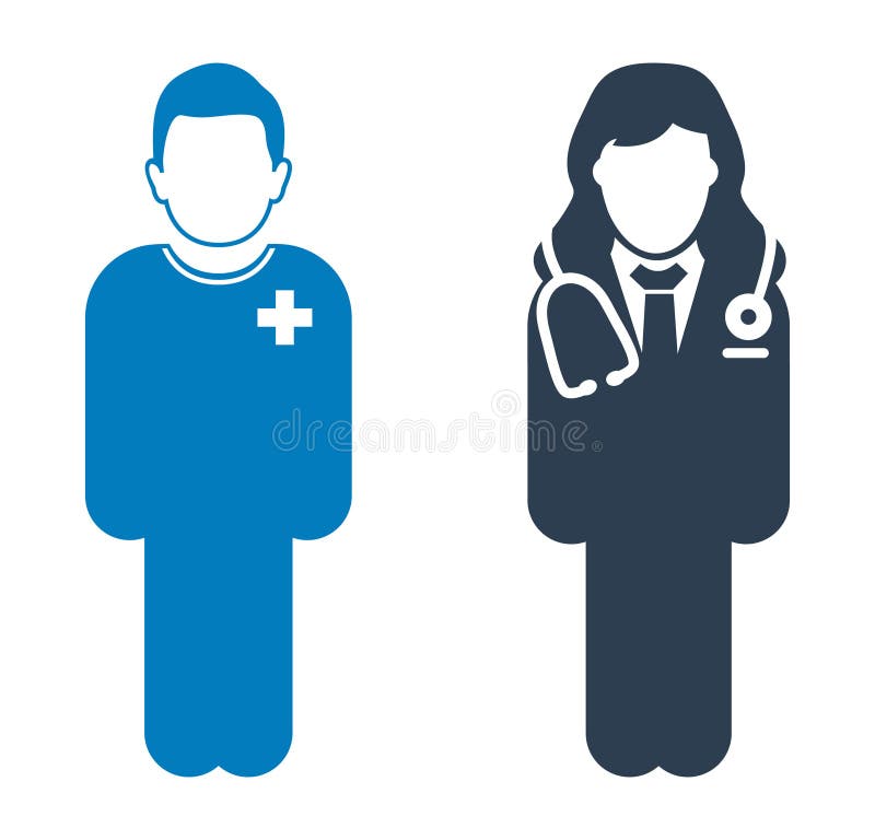 Standing Doctor and Patient Icon. Flat Style Vector Stock Image ...