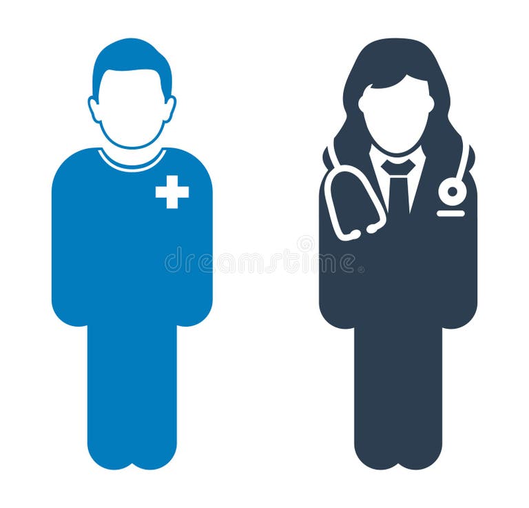 Standing Doctor and Patient Icon. Flat Style Vector Stock Image ...