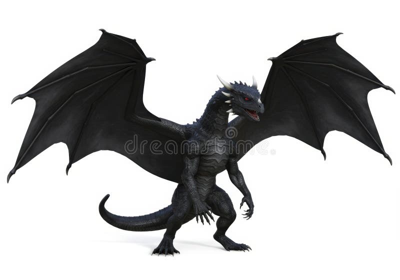 Standing Dragon with Wings Spread on Isolated Background Stock ...