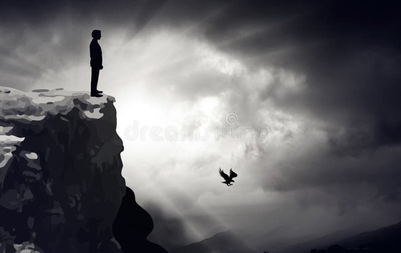 Standing at the Edge, Challenge Stock Vector - Illustration of ...