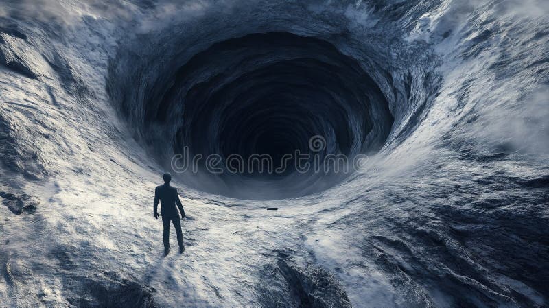 Standing at the Edge of a Dimensional Vortex is a Lone Figure Stock ...