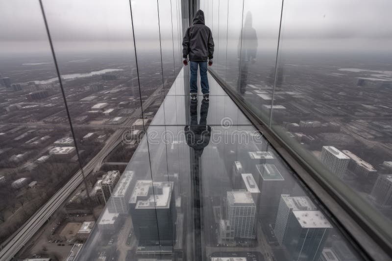 Standing on the Edge of the Skyline. Urban Adventure Concept Stock ...