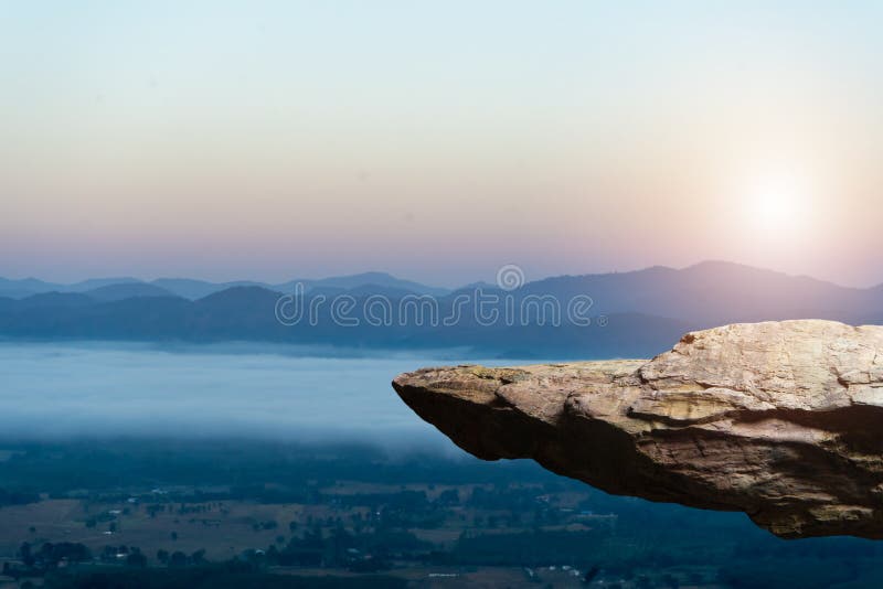 Standing Empty on Top of a Mountain View, Blank Space Cliff Edge with ...