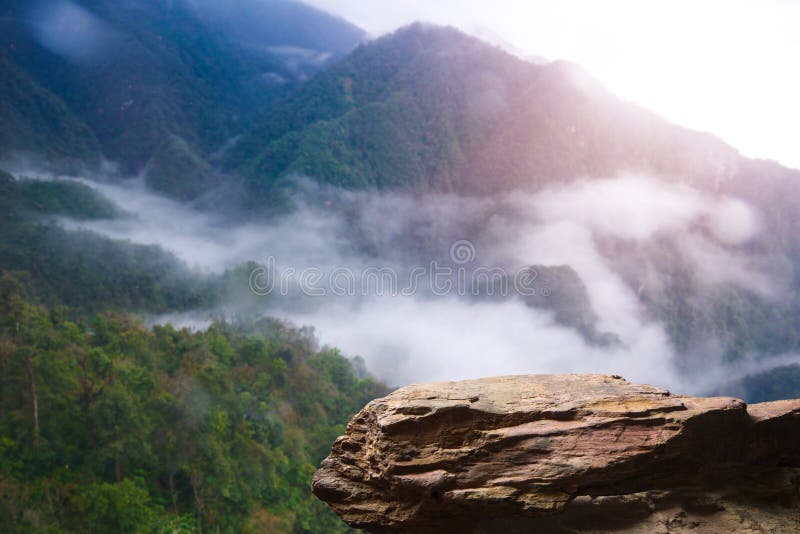 Standing Empty on Top of a Mountain View, Blank Space Cliff Edge with ...