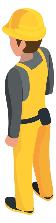 Standing Engineer Back View. Isometric Construction Worker Stock Vector ...