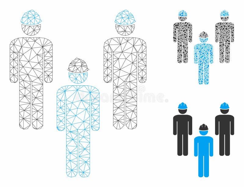 Standing Engineer Group Vector Mesh 2D Model and Triangle Mosaic Icon ...