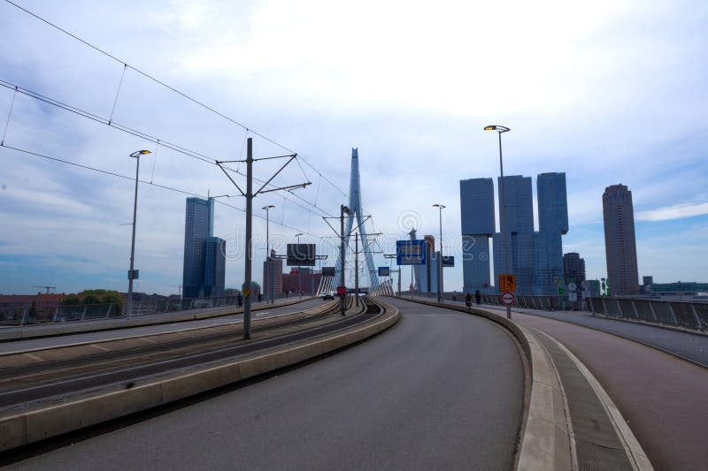 Rotterdam, the Netherlands, 07 15 2024 Standing on Erasmus Bridge ...