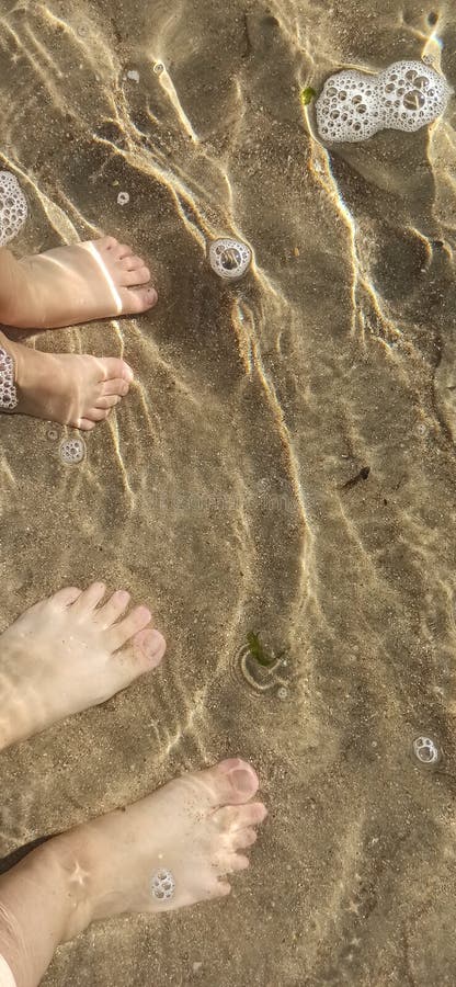 Standing Feet in the Water Beach and Sand Stock Image - Image of water ...