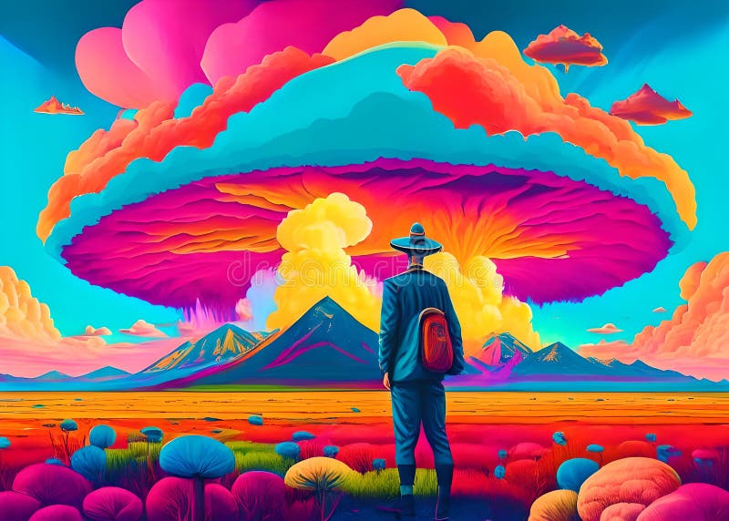Standing on a Field Watching a Dynamic Colorful Nuclear Cloud Explode ...