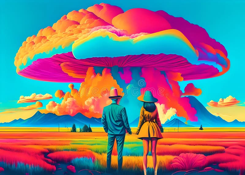 Standing on a Field Watching a Dynamic Colorful Nuclear Cloud Explode ...