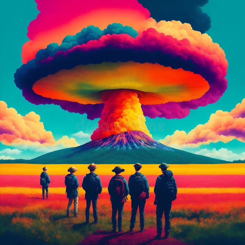 Standing on a Field Watching a Dynamic Colorful Nuclear Cloud Explode ...