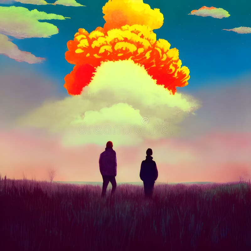 Standing on a Field Watching a Dynamic Colorful Nuclear Cloud Explode ...