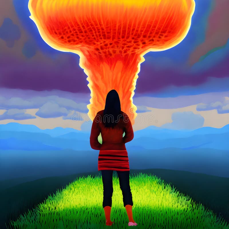 Standing on a Field Watching a Dynamic Colorful Nuclear Cloud Explode ...