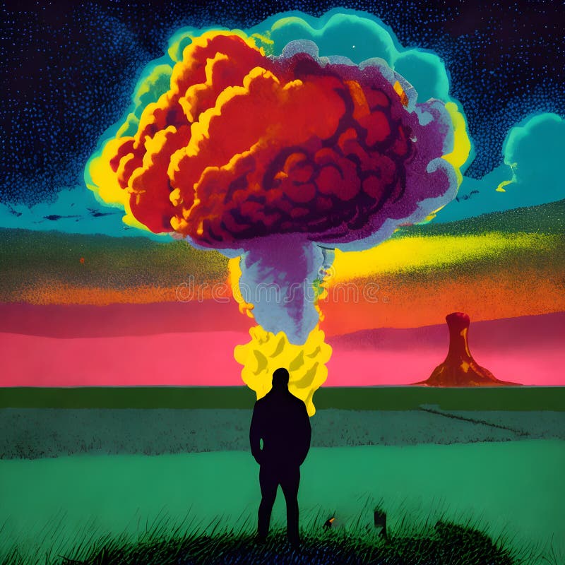 Standing on a Field Watching a Dynamic Colorful Nuclear Cloud Explode ...