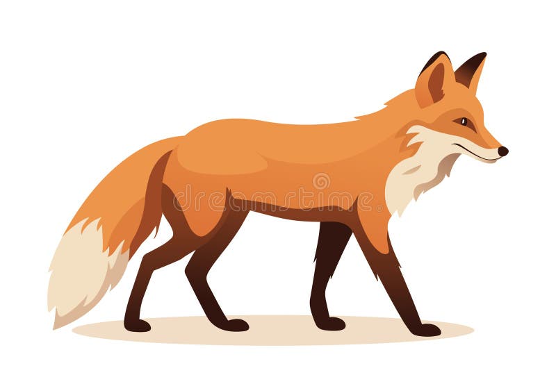 Standing Fox Isolated on a White Background. Orange Fox Walking Profile ...