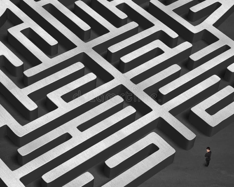 Standing in Front of 3D Maze Stock Illustration - Illustration of ...
