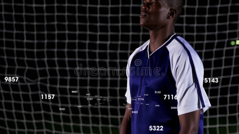 Standing in Front of Goal, Soccer Player with Animation of Numbers ...