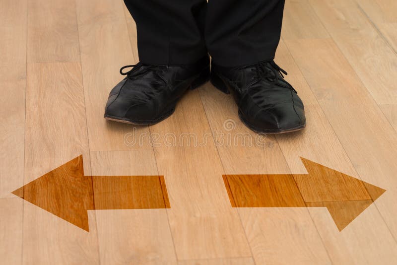 Man Standing Arrow Direction Sign Choice Left And Right Stock Image ...