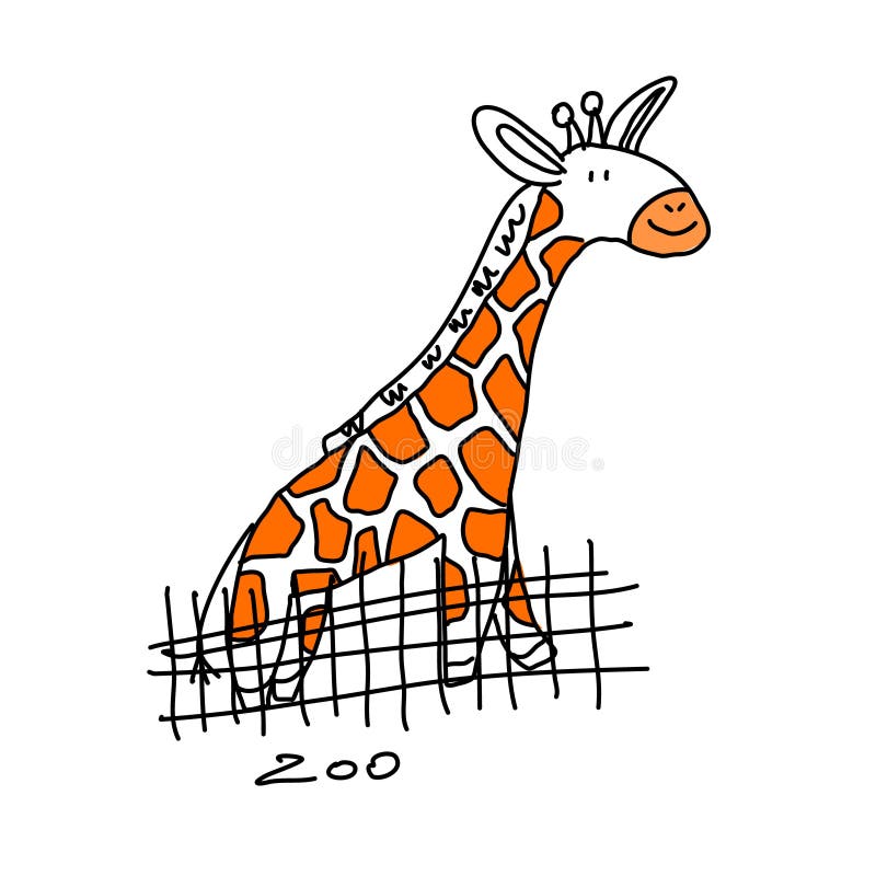 A Standing Giraffe Isolated in a Doodle Style Stock Illustration ...