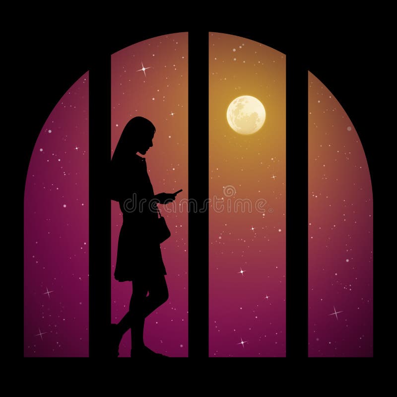 Girl Moonlit Stock Illustrations – 180 Girl Moonlit Stock Illustrations ...