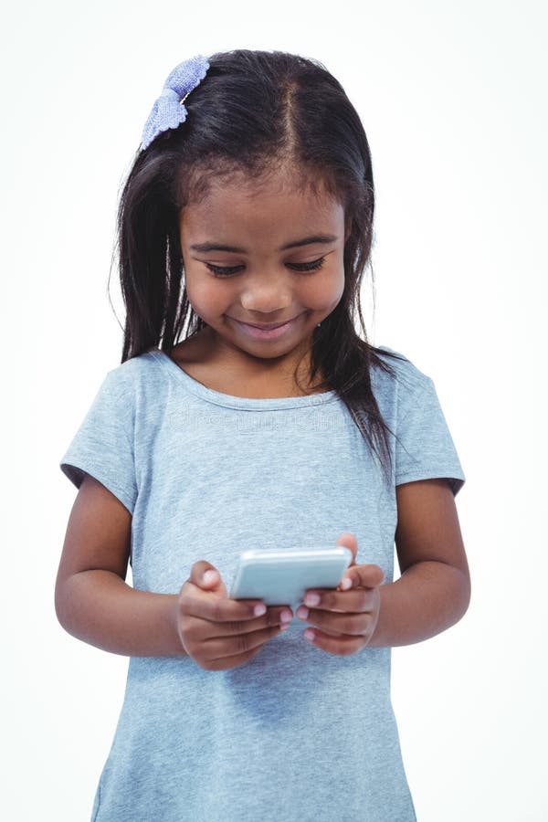 Standing Girl Using Smartphone Stock Image - Image of mobile, clothing ...