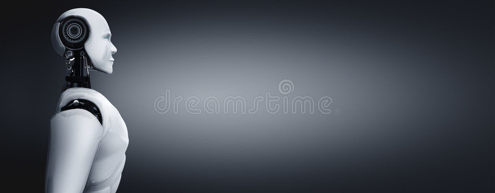 Standing Humanoid Robot Looking Forward on Clean Background Stock ...