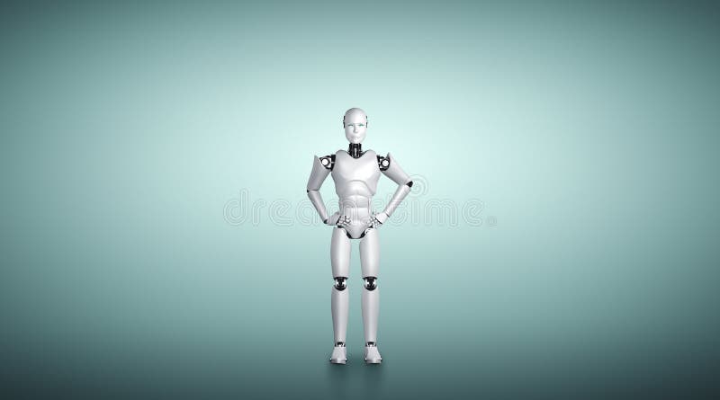 Standing Humanoid Robot Looking Forward on Clean Background Stock ... Standing Humanoid Robot Looking Forward on Clean Background Stock ...